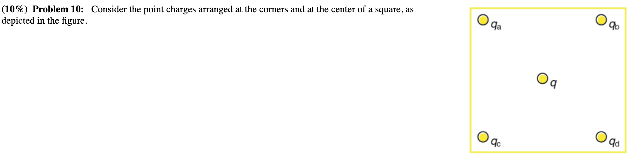 Solved (10\%) Problem 10: Consider the point charges | Chegg.com
