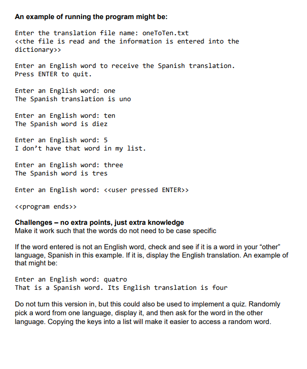 Solved Assignment: This program will read a file of English | Chegg.com