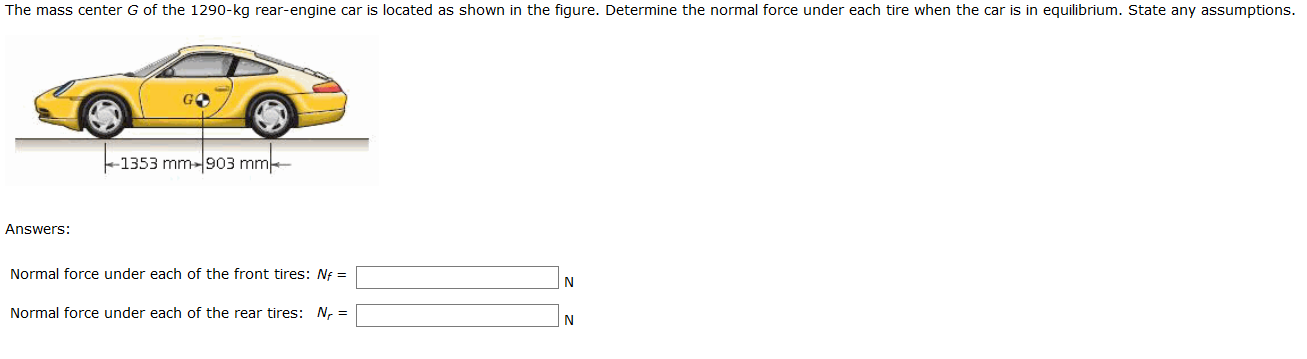 Solved The mass center G of the 1290-kg rear-engine car is | Chegg.com