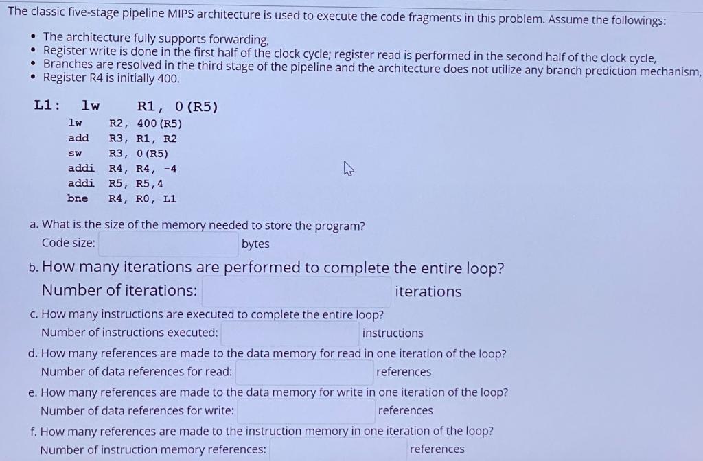 The classic five-stage pipeline MIPS architecture is | Chegg.com