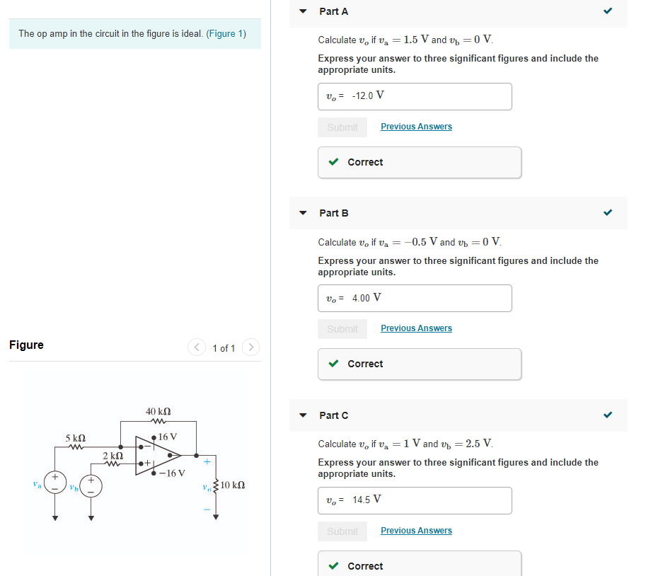 Solved Part A The op amp in the circuit in the figure is | Chegg.com