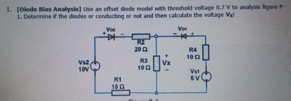 Solved 1. [Diode Bias Analysis] Use an offset diode model | Chegg.com