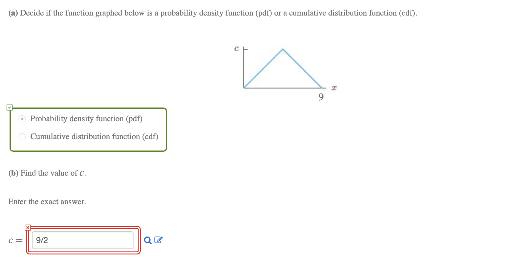 Solved (a) Decide if the function graphed in the figure | Chegg.com
