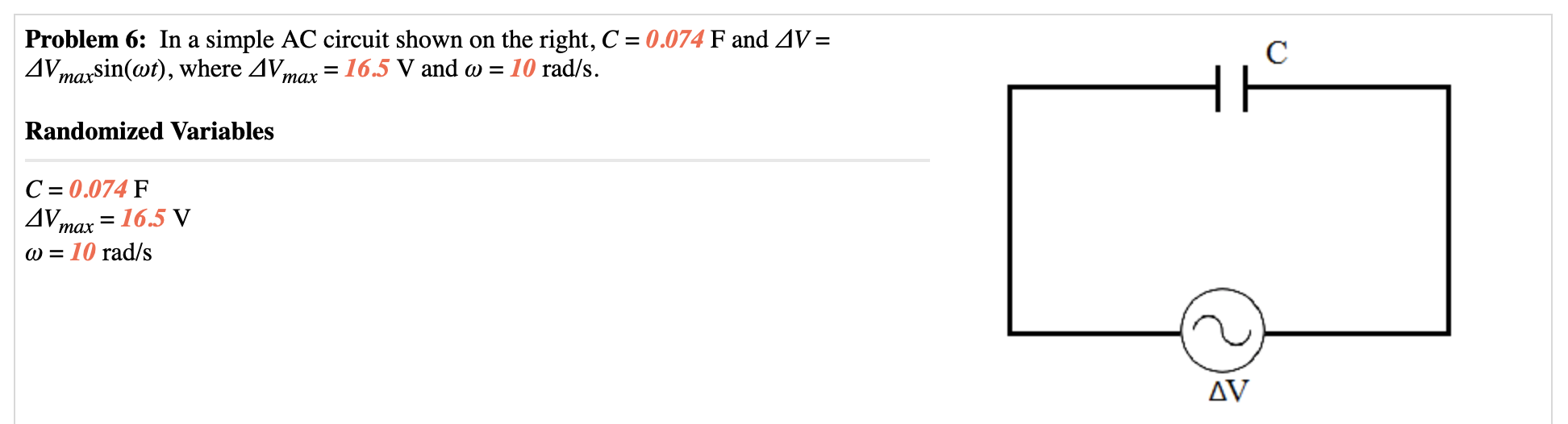 Solved Problem 6: In a simple AC circuit shown on the right, | Chegg.com