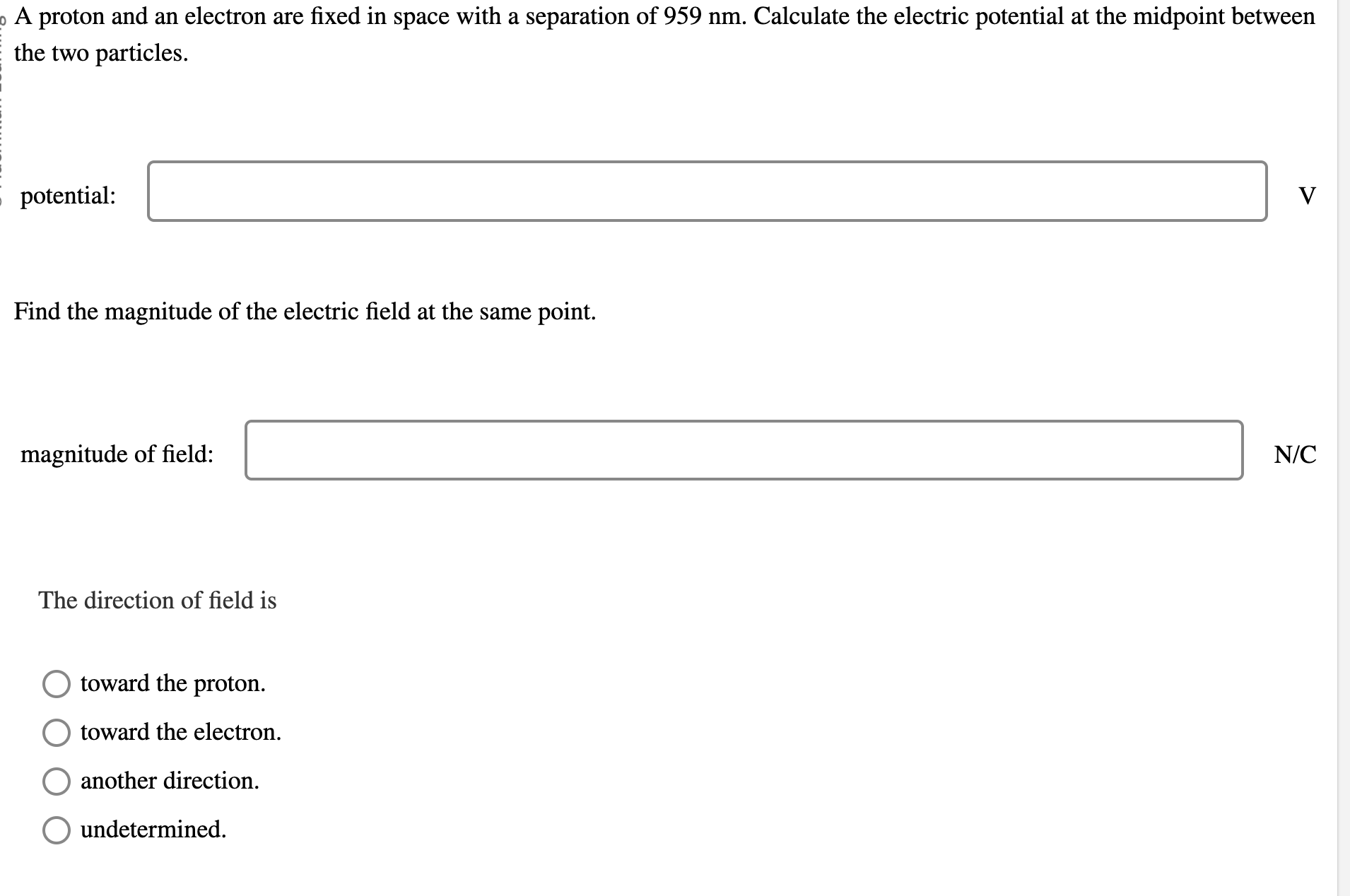 Solved A proton and an electron are fixed in space with a | Chegg.com