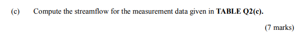 Solved (c) Compute the streamflow for the measurement data | Chegg.com