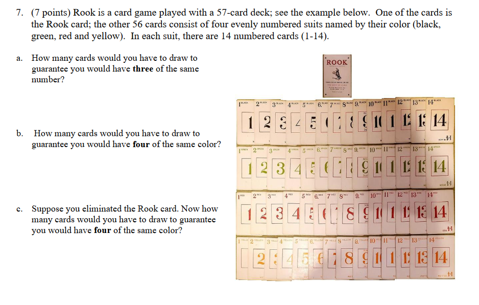 Solved 7. (7 points) Rook is a card game played with a | Chegg.com