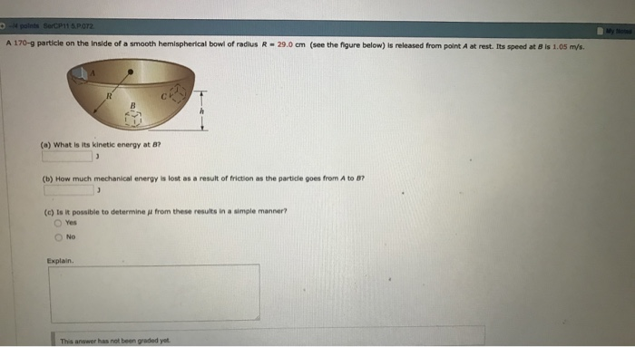 Solved A 170-g particle on the Inside of a smooth | Chegg.com