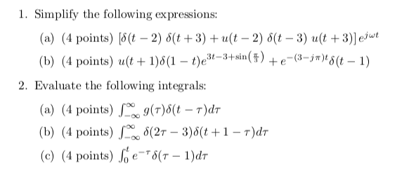 Solved 1. Simplify the following expressions: (a) (4 points) | Chegg.com