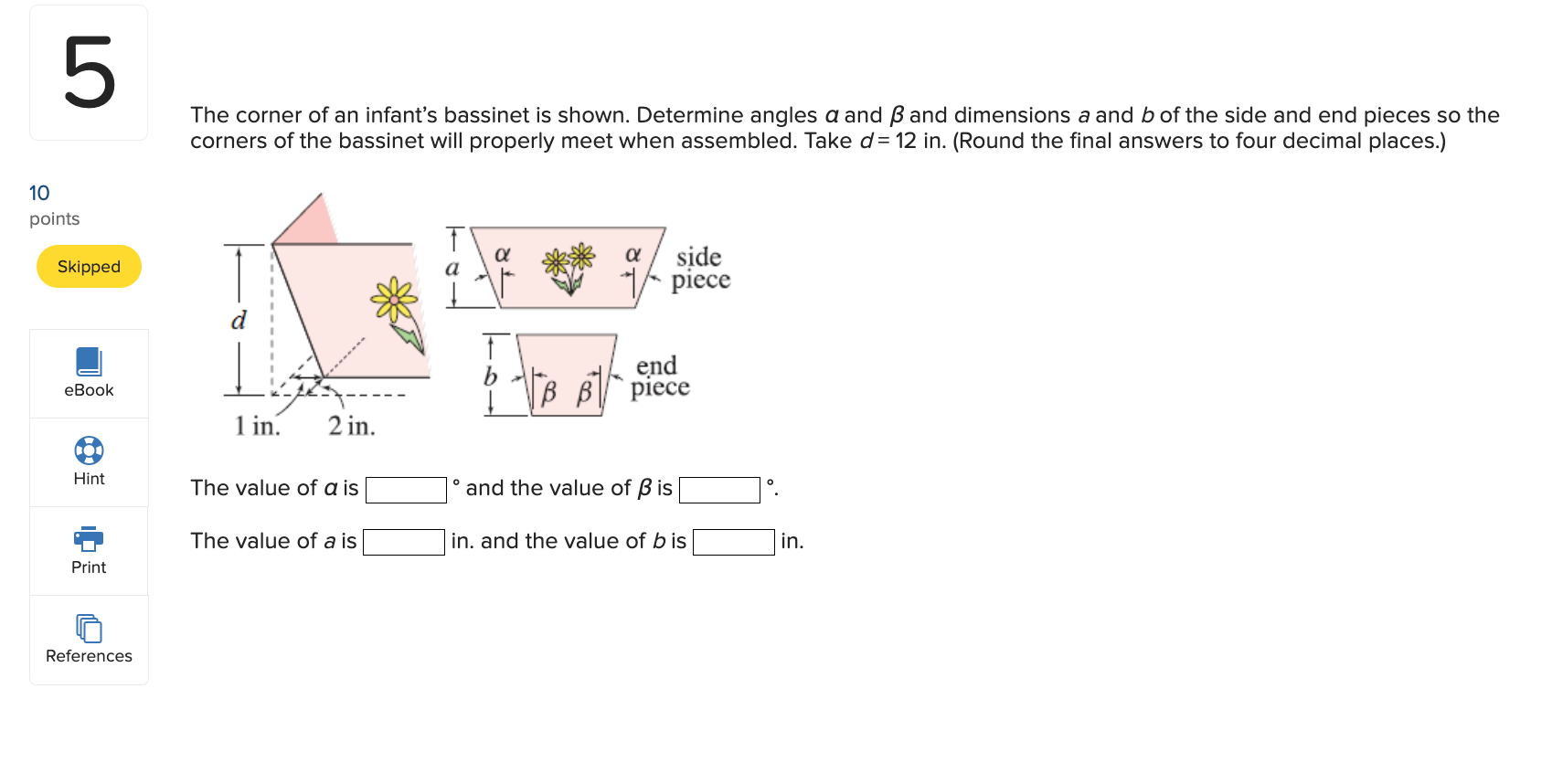 Solved The corner of an infant's bassinet is shown. | Chegg.com