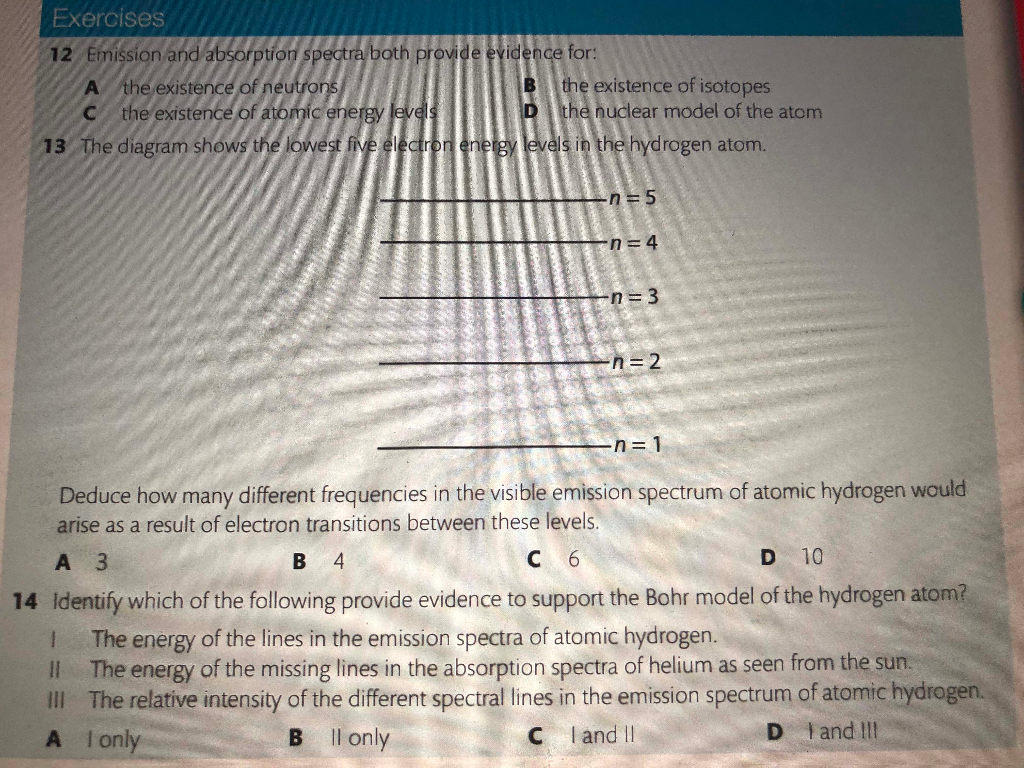 Solved Exercises 12 Emission and absorption spectra both | Chegg.com