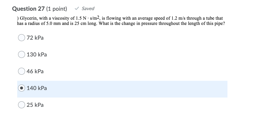 Solved Question 27 (1 point) Saved ) Glycerin, with a | Chegg.com