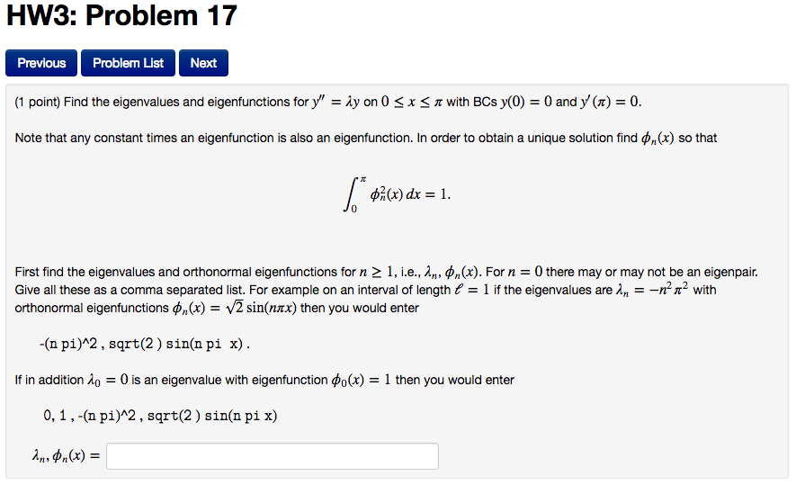 Solved HW3: Problem 17 Previous Problem ListNext (1 point) | Chegg.com