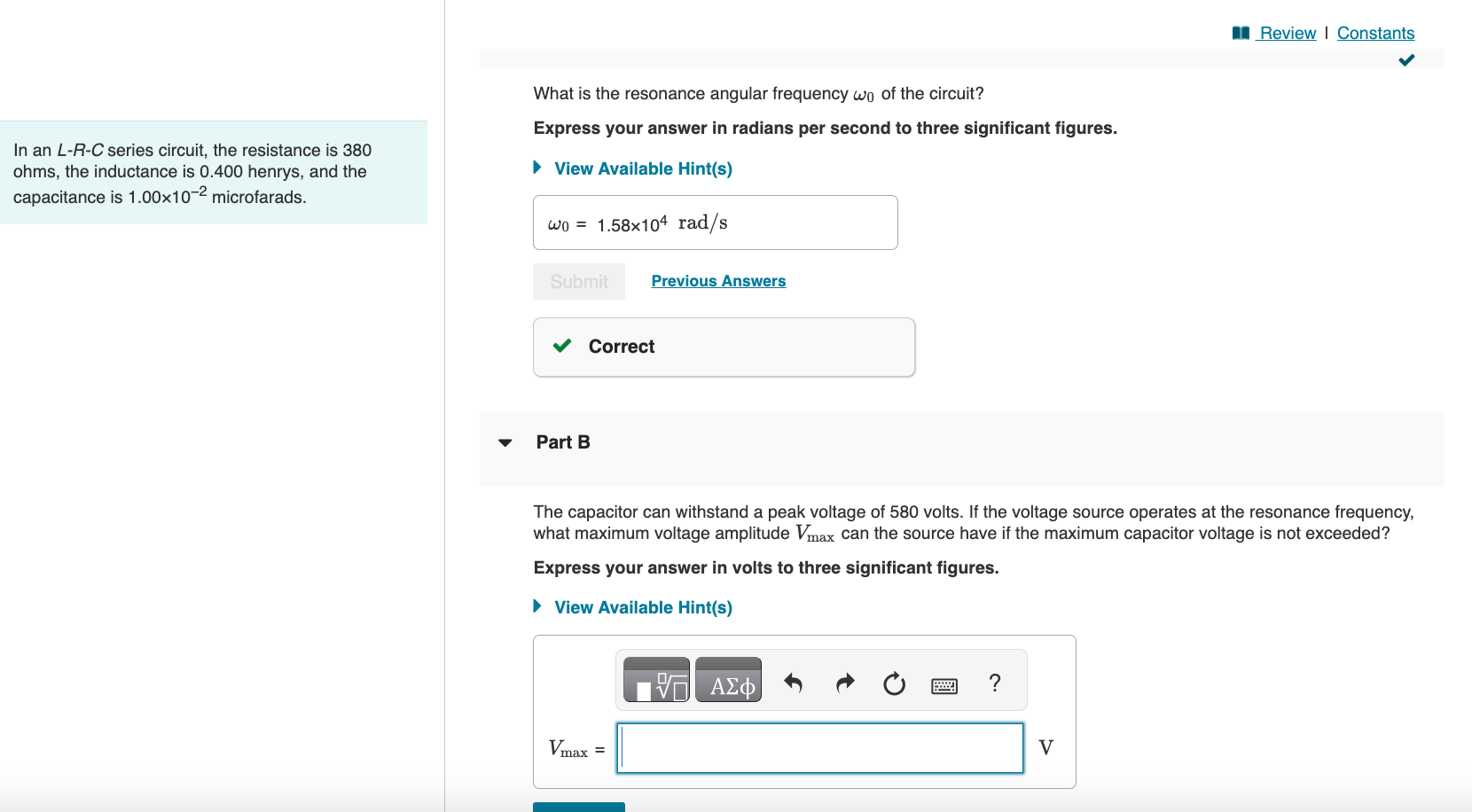 Solved What is the resonance angular frequency \\( | Chegg.com