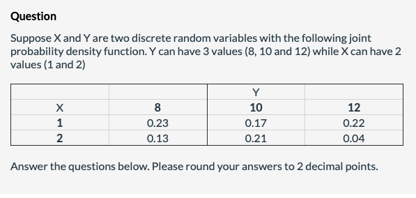 Solved Question Suppose X and Y are two discrete random | Chegg.com