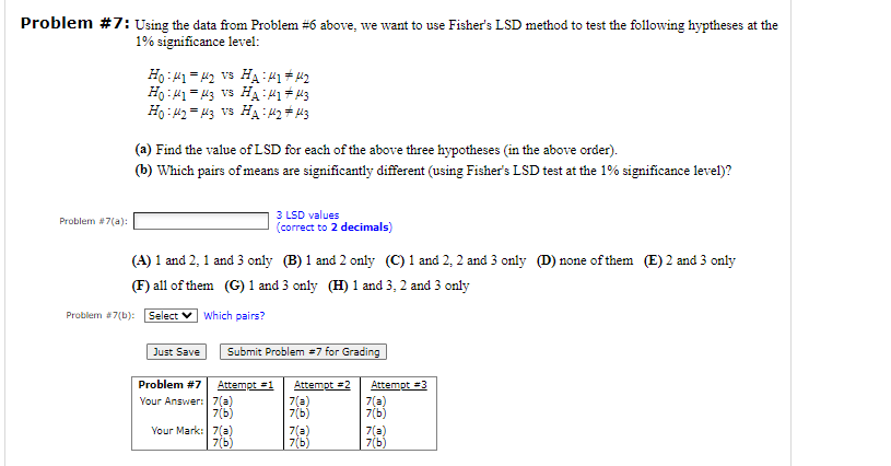 Solved olem \#7: Using the data from Problem \#6 above, we | Chegg.com