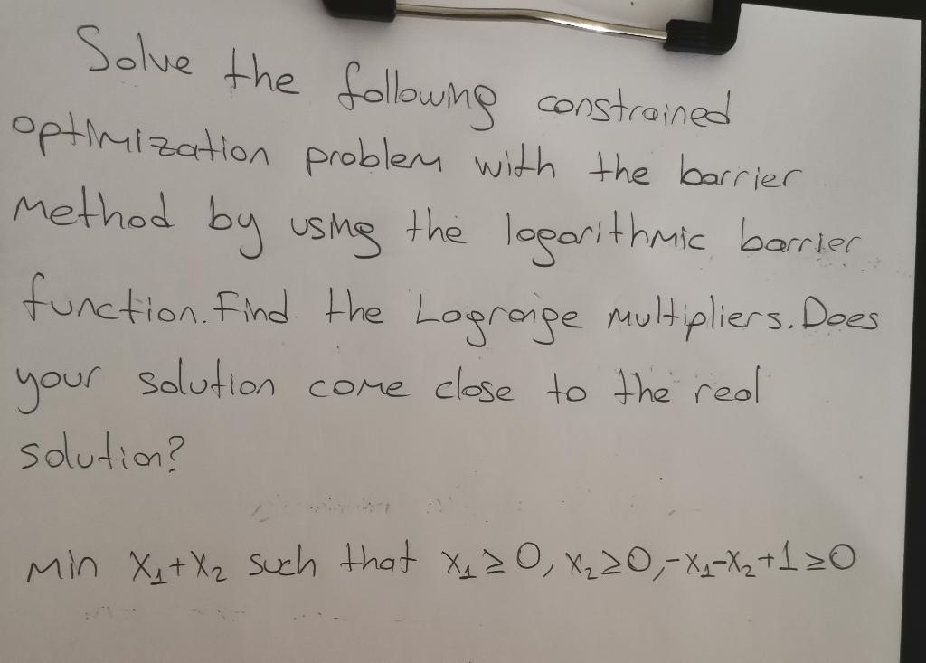 Solved Solve the following constrained optimization problem | Chegg.com