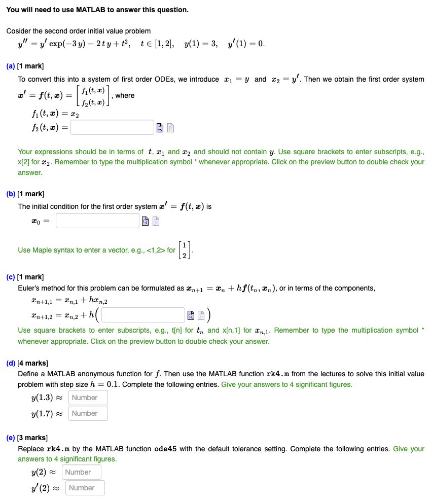Solved You will need to use MATLAB to answer this question. | Chegg.com