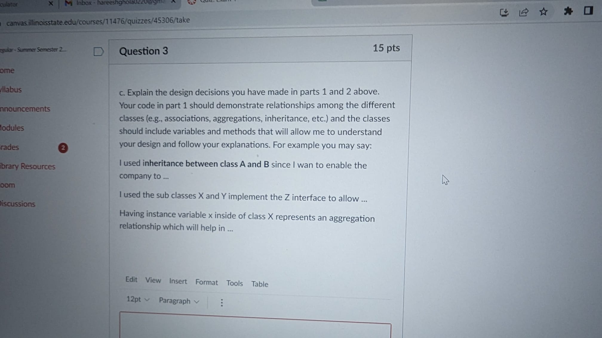 Question 3 15 pts ome rliabus c. Explain the design | Chegg.com