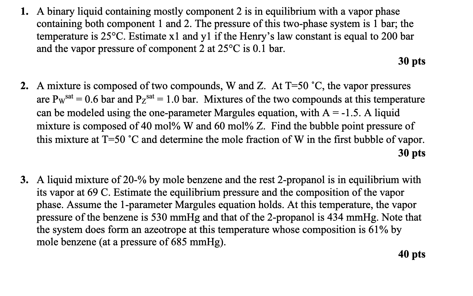 Solved A binary liquid containing mostly component 2 is in | Chegg.com