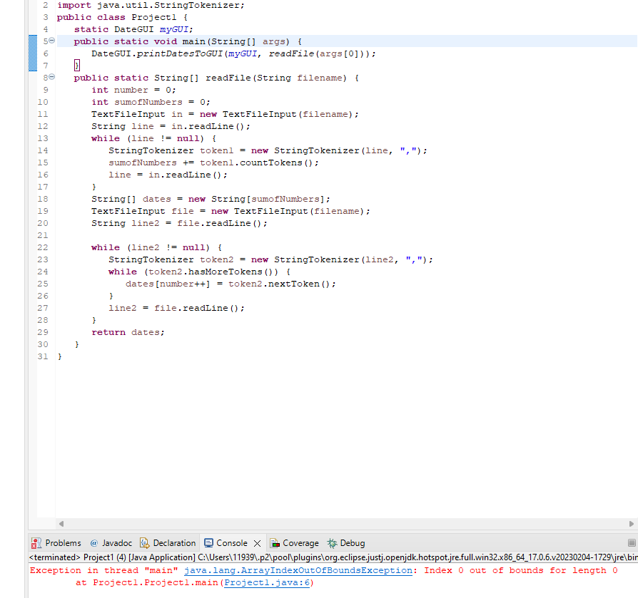 Solved static DateGUI myGUI; public static void | Chegg.com