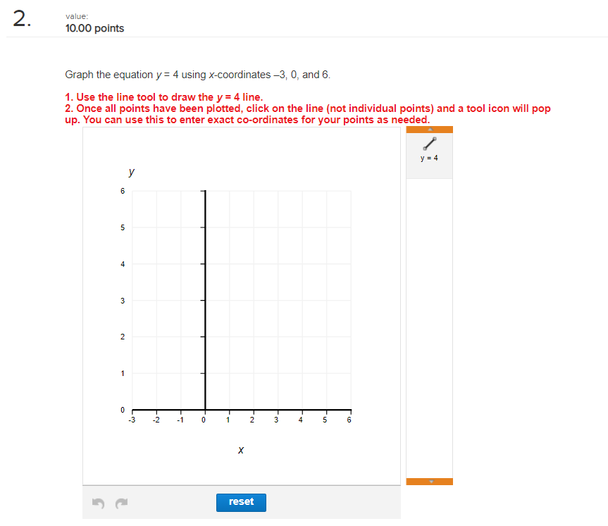 Solved value: 10.00 points Graph the equation y = 4 using | Chegg.com