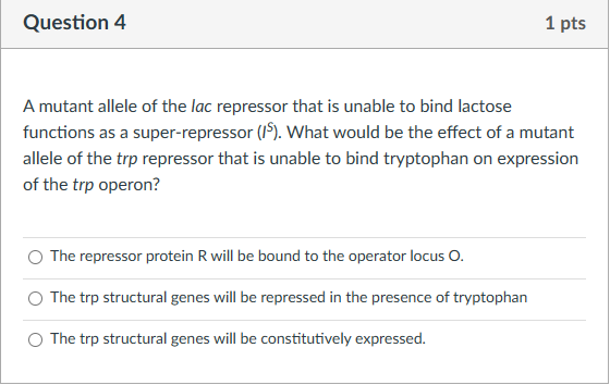 Solved A mutant allele of the lac repressor that is unable | Chegg.com