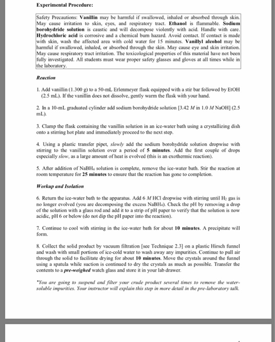 Solved Please write an experimental section explanation | Chegg.com