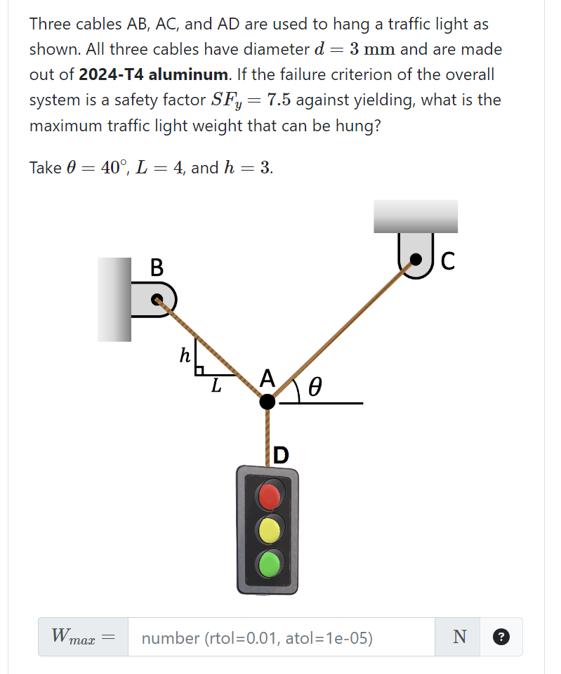 Three cables AB,AC, and AD are used to hang a traffic | Chegg.com