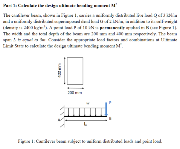 Solved Part 1: Calculate the design ultimate bending moment | Chegg.com