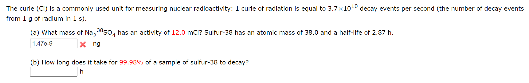 Solved The curie (Ci) is a commonly used unit for measuring | Chegg.com