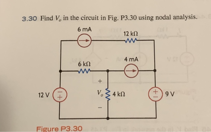 Solved 3.30 Find Vo in the circuit in Fig. P3.30 using nodal | Chegg.com