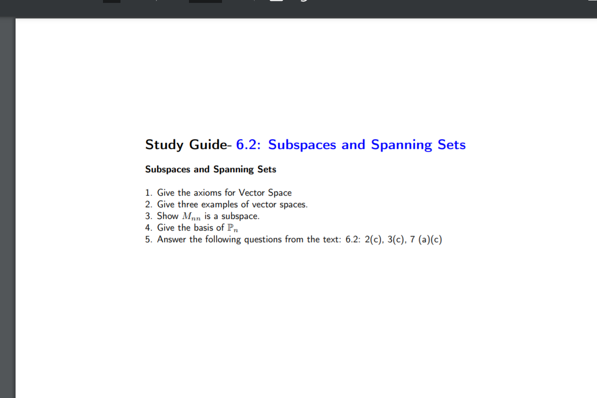 Solved Study Guide- 6.2: Subspaces and Spanning Sets | Chegg.com