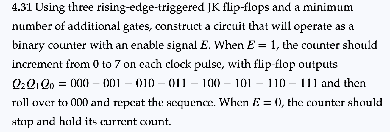 Solved 4.31 Using three rising-edge-triggered JK flip-flops | Chegg.com