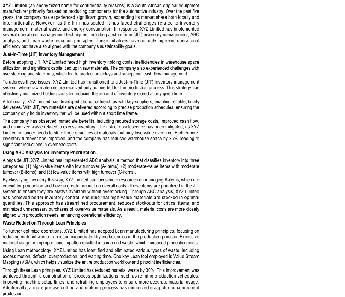 Solved XYZ Limited (an anonymized name for confidentiality | Chegg.com