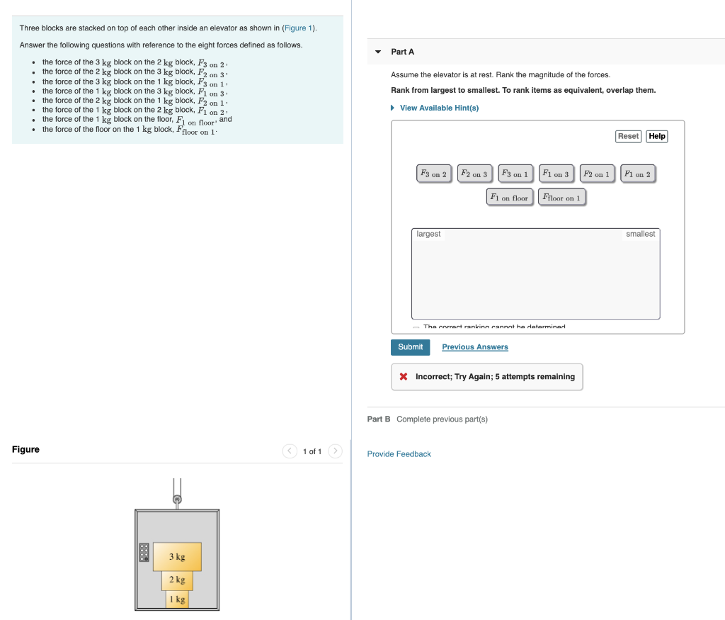 Solved Three blocks are stacked on top of each other inside | Chegg.com