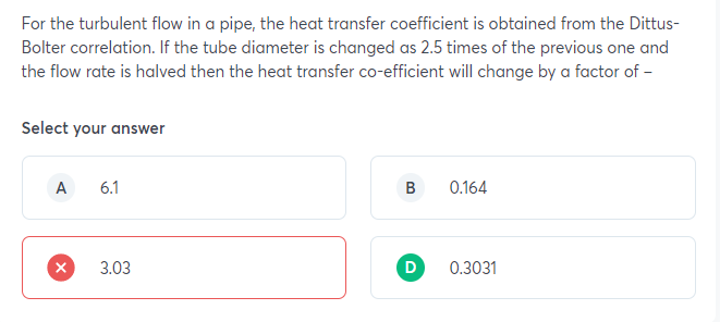 Solved For the turbulent flow in a pipe, the heat transfer | Chegg.com