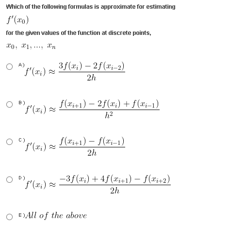 Solved Which of the following formulas is approximate for | Chegg.com
