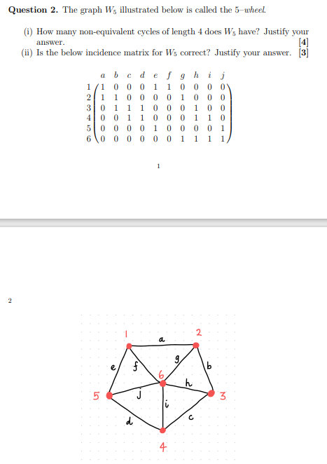 Solved Question 2. The graph W5 illustrated below is called | Chegg.com