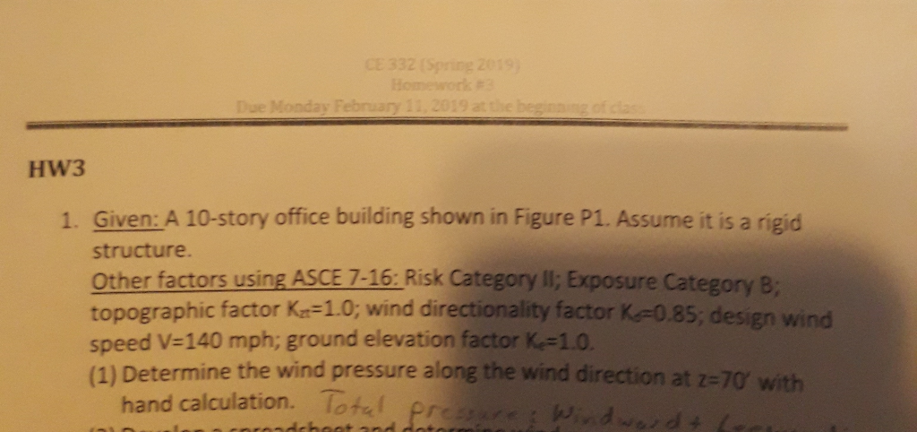 Solved HW3 1. Given: A 10-story office building shown in | Chegg.com