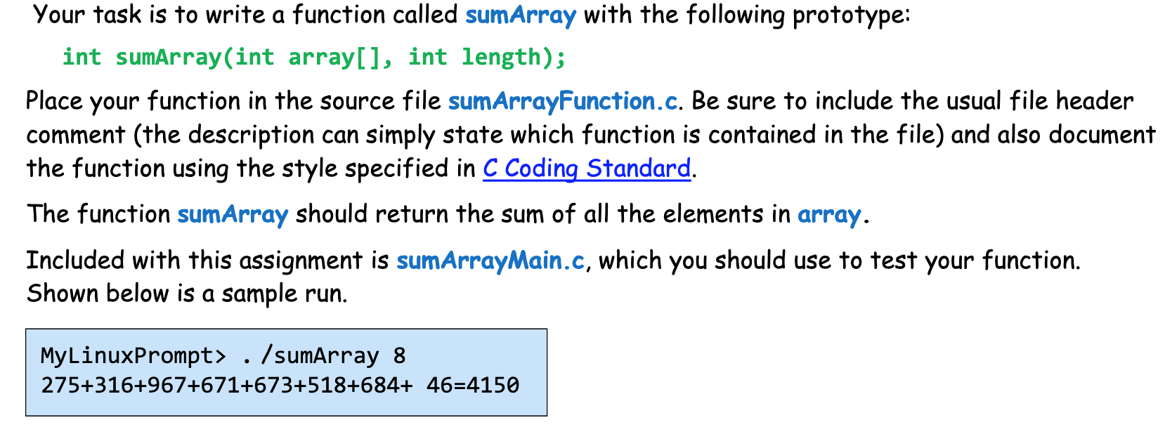 Solved Your task is to write a function called sumArray with | Chegg.com