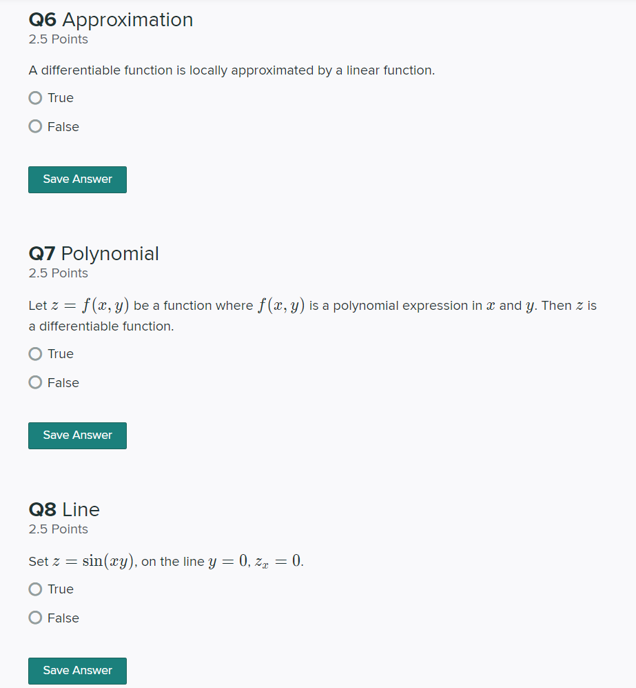 Solved Q6 Approximation 2.5 Points A differentiable function | Chegg.com
