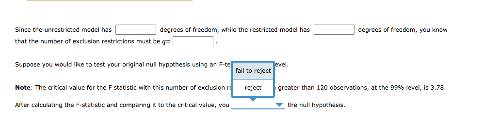 Solved 10 Testing Multiple Linear Restrictions With The F 