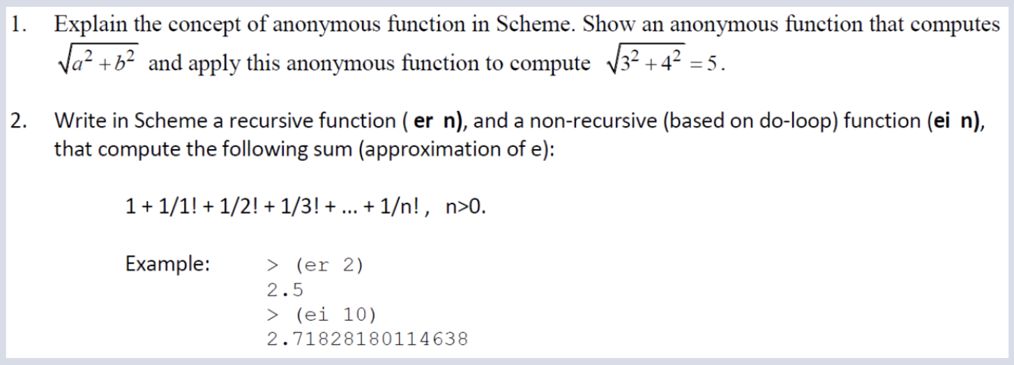 1. Explain the concept of anonymous function in | Chegg.com