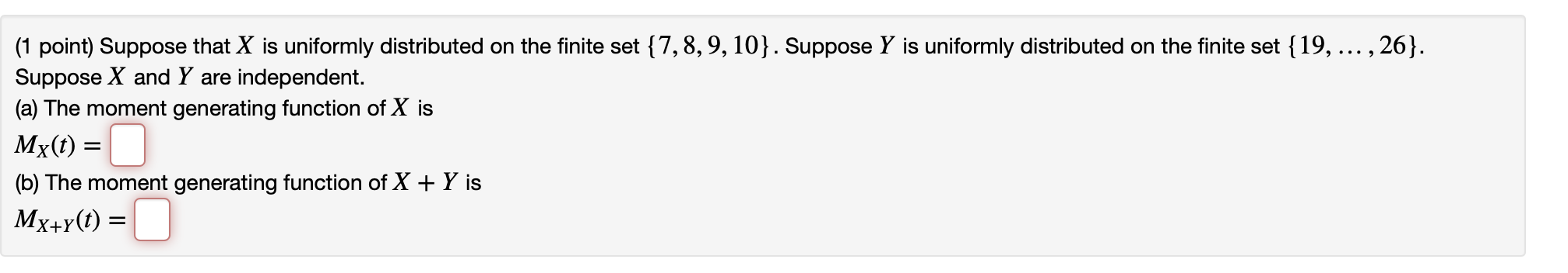 (1 point) Suppose that X is uniformly distributed on | Chegg.com