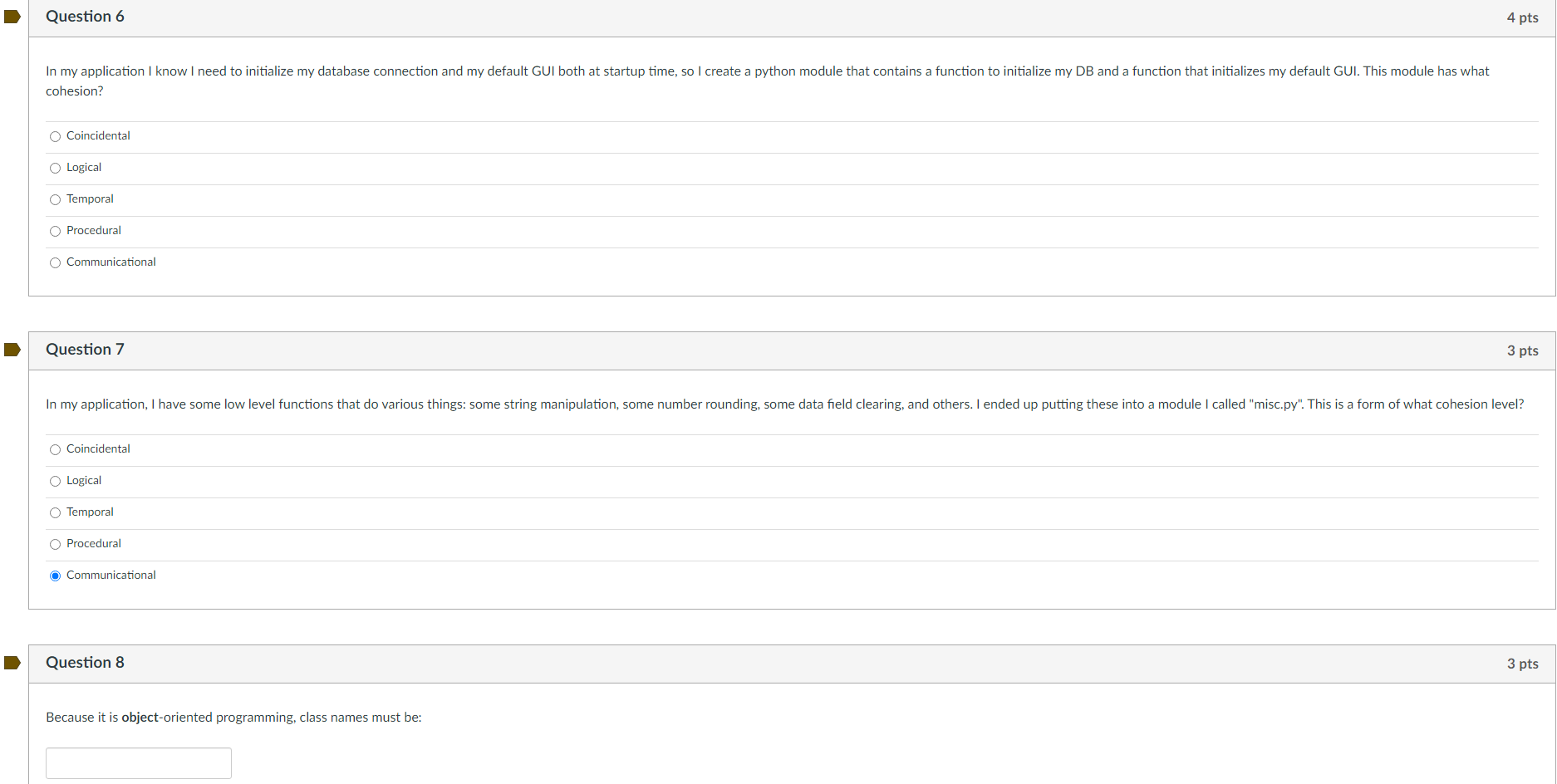 Solved cohesion? Coincidental Logical Temporal Procedural | Chegg.com