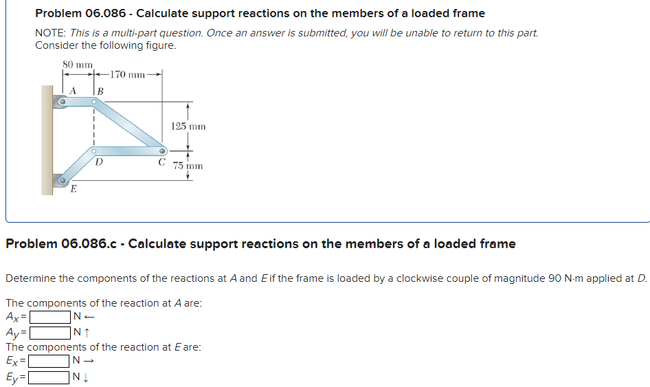 Solved Problem 06.086 - Calculate support reactions on the | Chegg.com