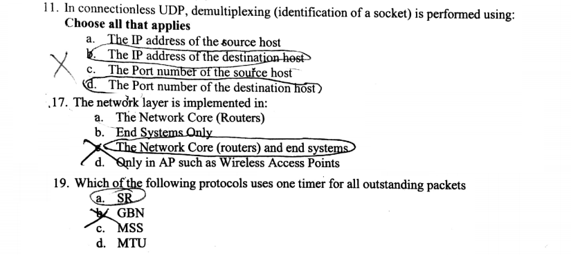 Solved 11. In connectionless UDP, demultiplexing | Chegg.com
