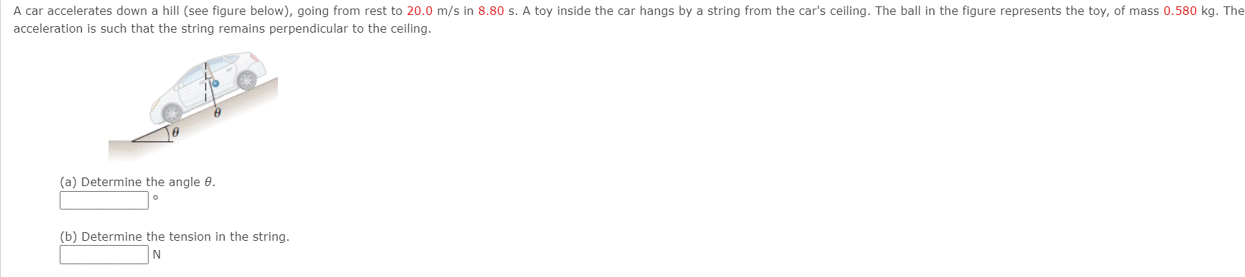 Solved A car accelerates down a hill (see figure below), | Chegg.com