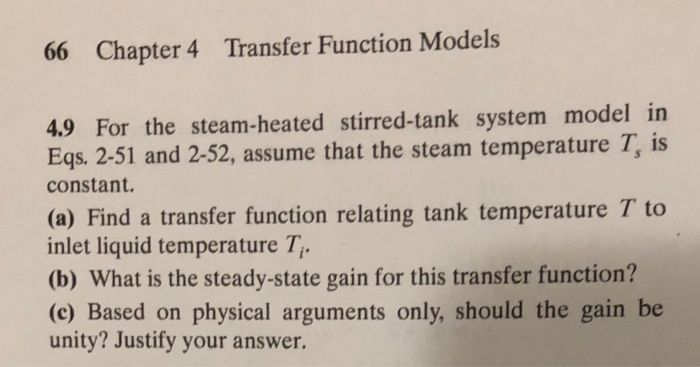 Solved Chapter 4 Transfer Function Models 66 49 For the | Chegg.com